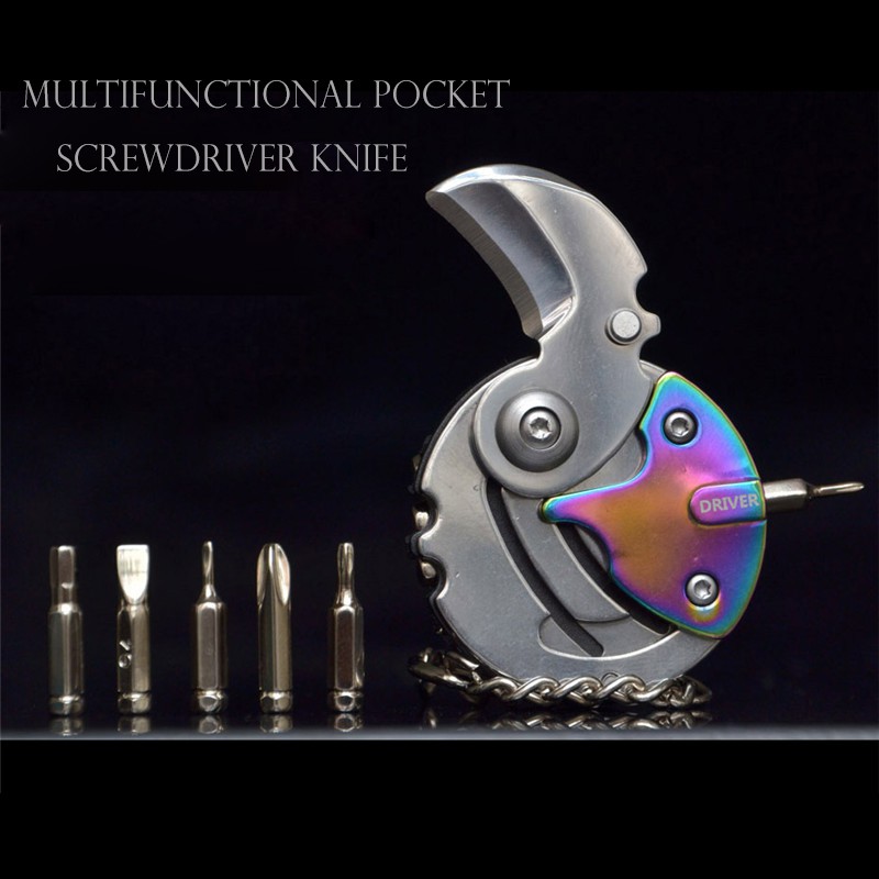 Pocket Multifunction Tools Coin Keychain Mini Folding Screwdriver Plier ...