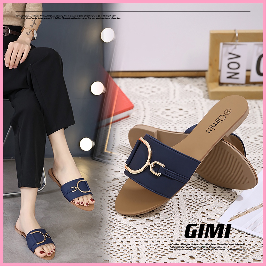 Korean Women Shoes GIMI Fashion Flat Slippers AY-81005 | Shopee Philippines