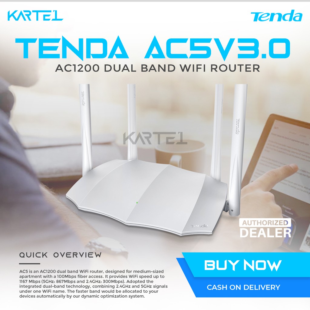 TENDA AC5 v3 AC1200 Dual Band WiFi Router (English Version) | Shopee ...
