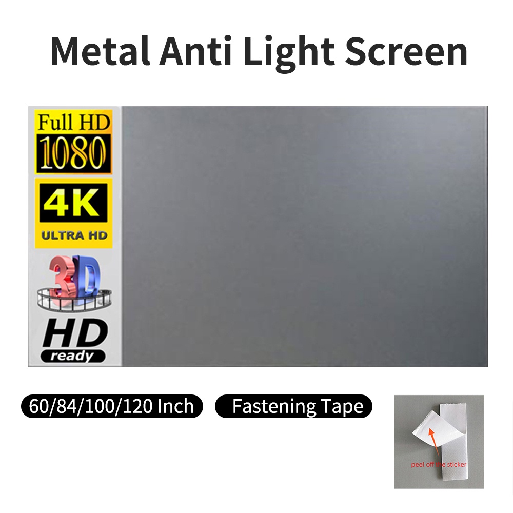 60 Inch Portable Metal Projector Screen Anti-Light Movie Screen 16:9 3D ...