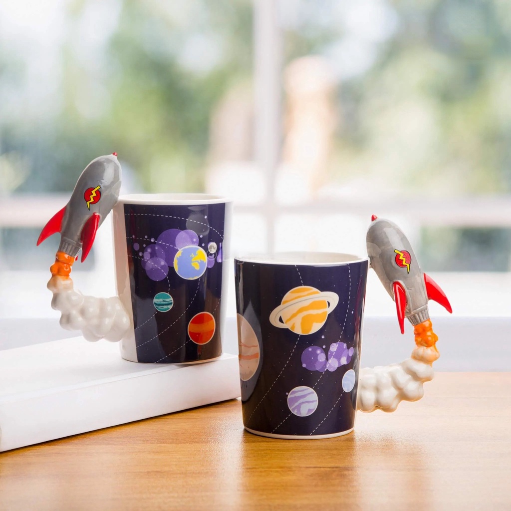 【Fan'】Creative 3D Rocket Mug Retro Ceramic Cup Coffee Milk Tea Mug ...