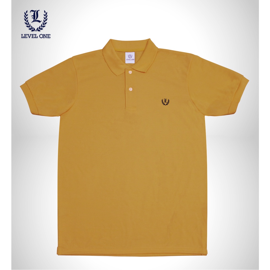 Level One Men's Polo Shirt with "L" Crest Embroidery (Mustard) | Shopee Philippines