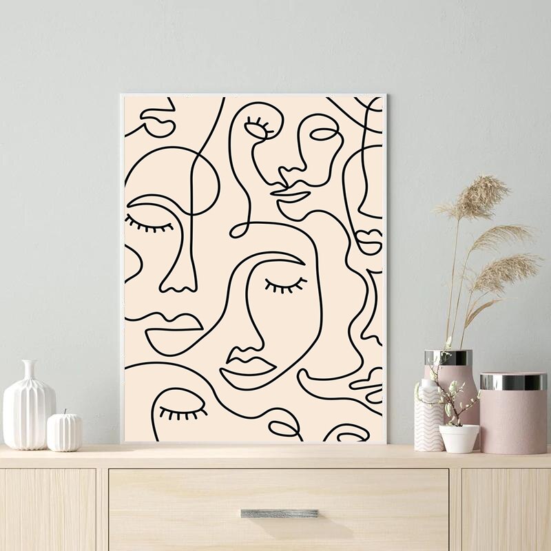 Single Line Face Art Print Minimalist Poster Woman Face One Line