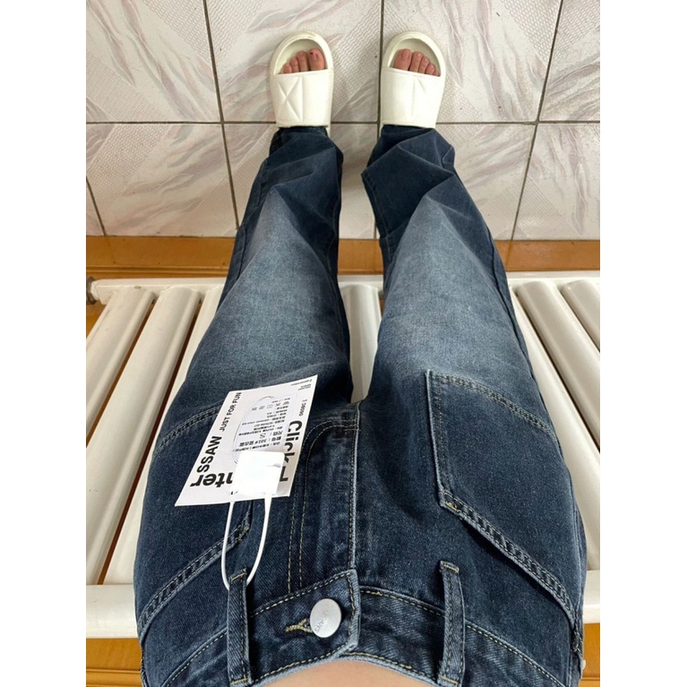 Pants chic2022 High Waist New Style Dark Blue Trendy Slimmer Look Wide ...