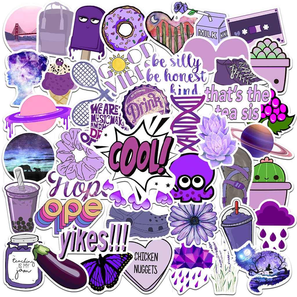 10/50 Piece Cute Purple Cartoon Waterproof Cartoon Stickers Helmet ...