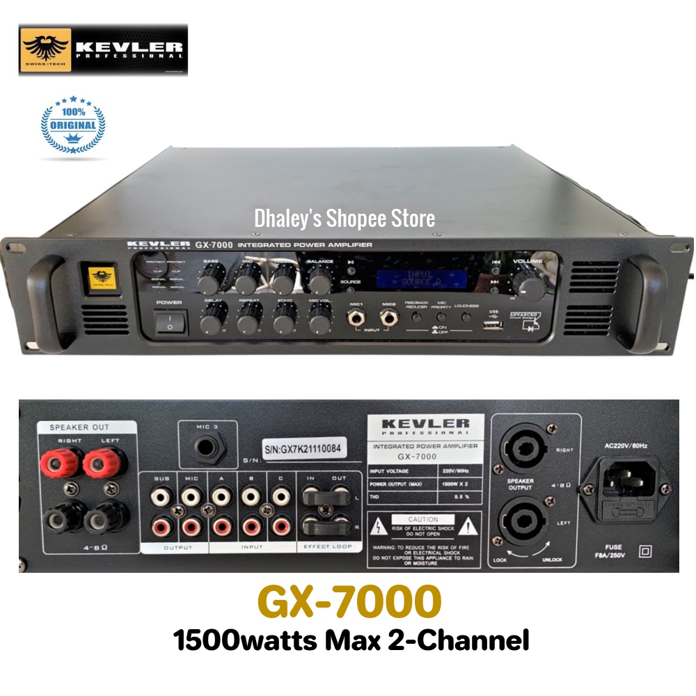 Kevler GX-7000 Integrated Power Amplifier 1500watts X 2 Channel with BT ...