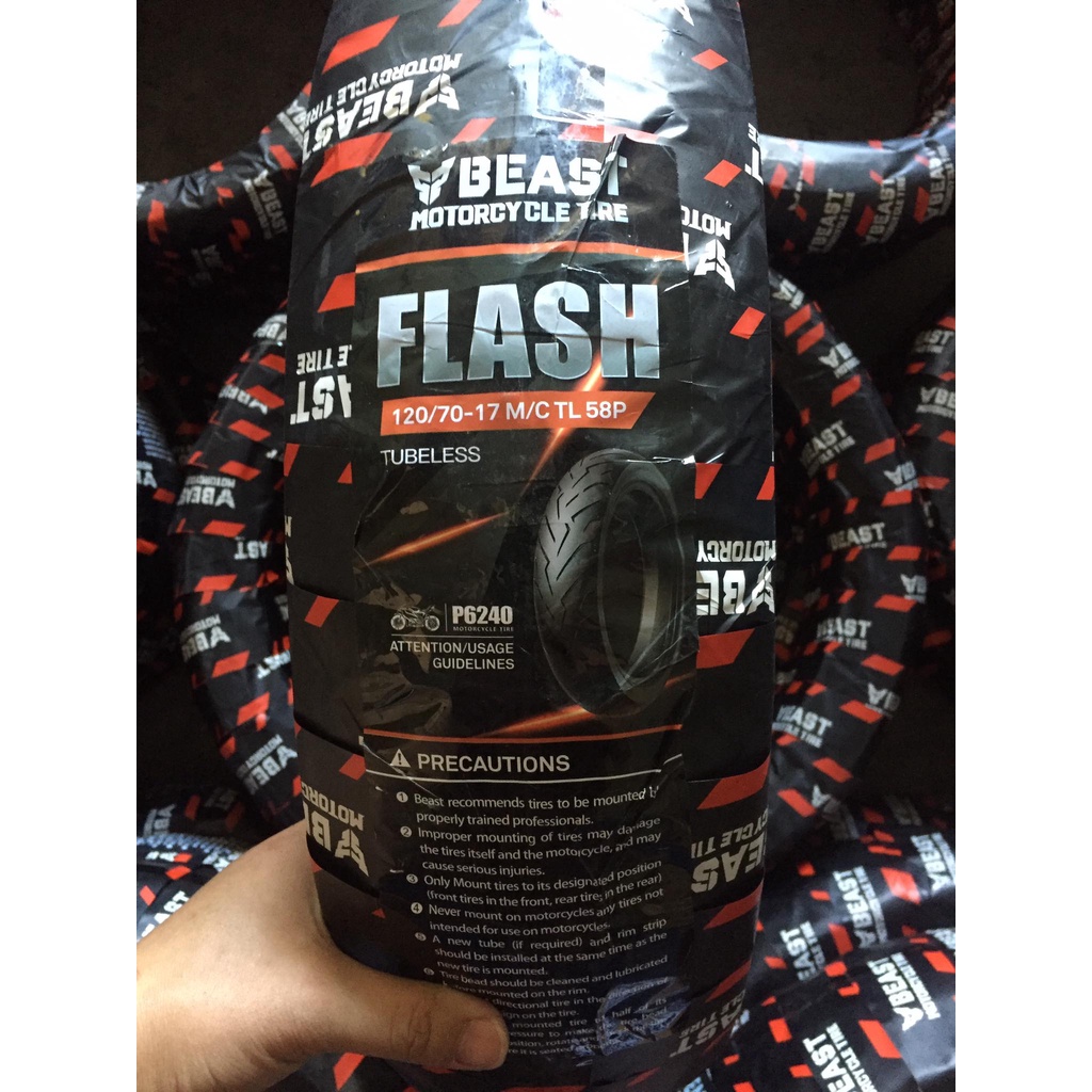 BEAST MOTOR TIRE TUBELESS FLASH 120X70X17 | Shopee Philippines