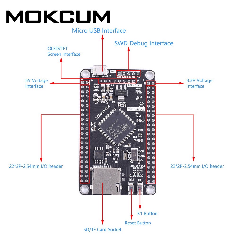 Mini STM32F407VET6 Development Board 32 Bit STM32F4 Cortex-M4 SWD ...