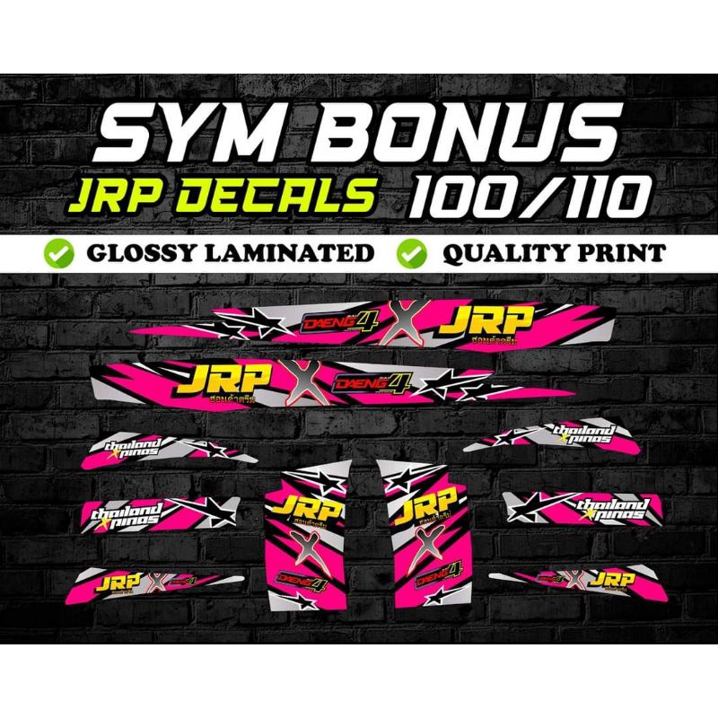Sym Bonus 100/110/X Decals (JRP x DAENG )【PINK】 | Shopee Philippines