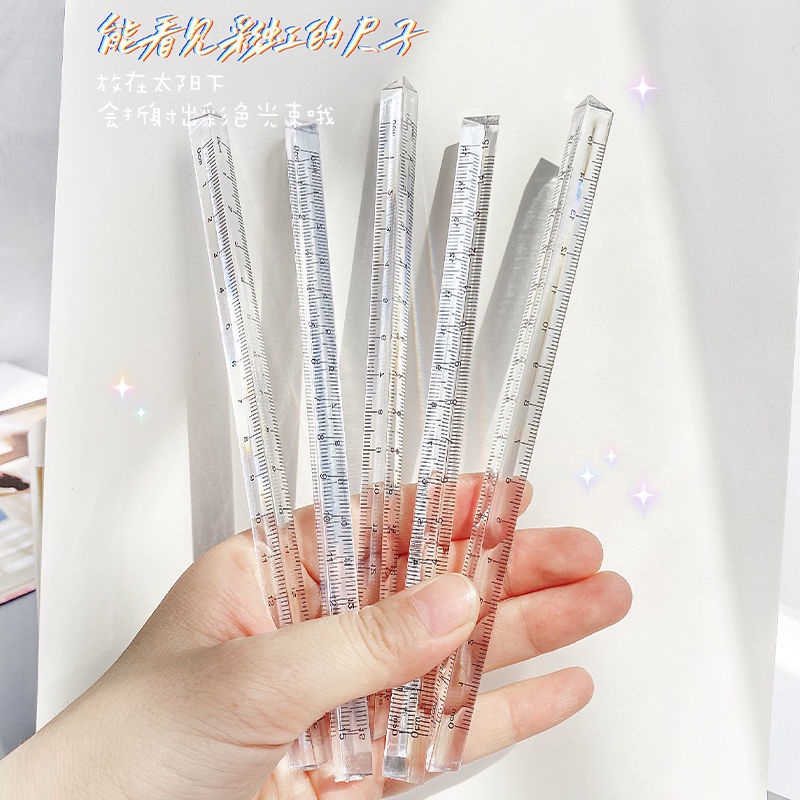 15cm simple crystal triangle rulers transparent measuring student ruler ...