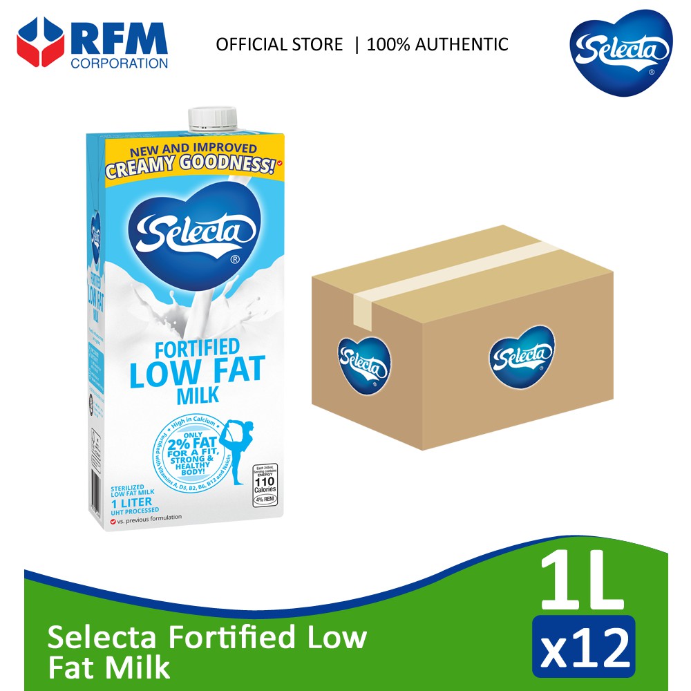 Selecta Fortified Low Fat Milk 1 Liter - Pack of 12 | Shopee Philippines