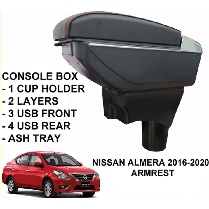 Nissan Almera 2016 to 2020 Console Box Premium / Car Armrest / Console ...
