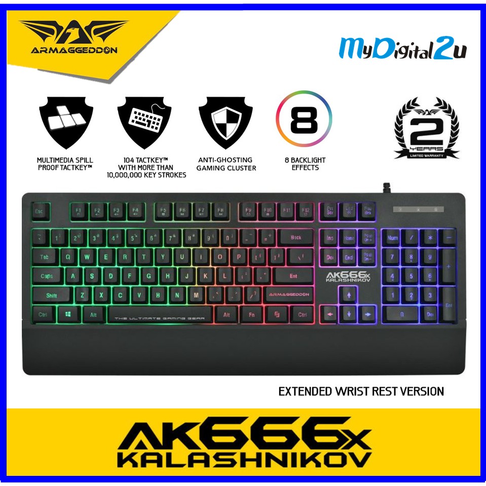 Armaggeddon AK666x Kalashnikov Spill Proof Backlit Membrane Gaming ...
