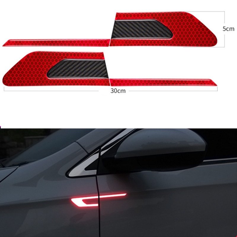 2Pcs/Set Car Reflective Safety Warning Strip Tape Car Bumper Reflective ...