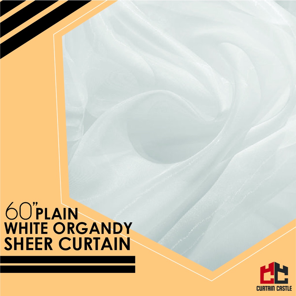 60'' Kain Langsir Sheer Putih Organdi (Width 60'' Plain White Organdy ...