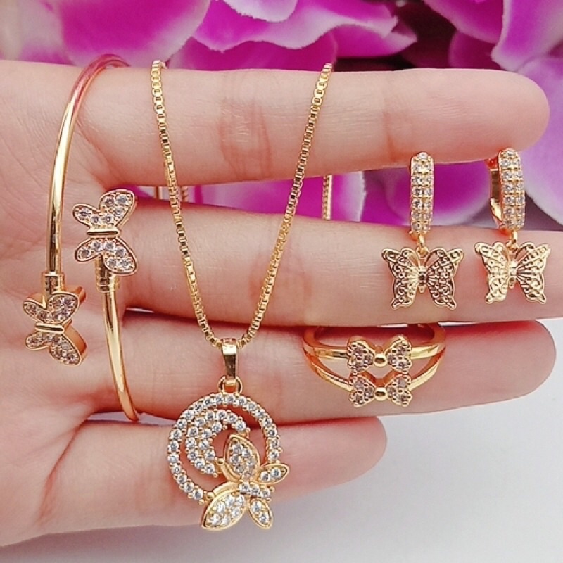 Star+'s latest durable 24K gold plated women's jewelry Set | Shopee ...