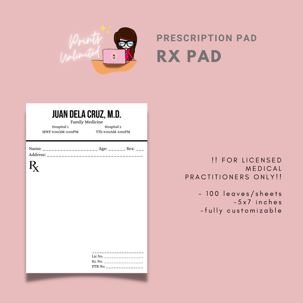 Customized Prescription Pad | RX Pad | Shopee Philippines