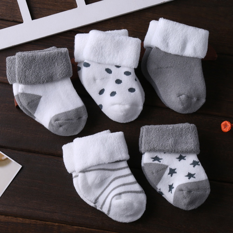 Kiddiezoom 5Pairs Baby Socks for Newborn Boy Girl Babies 0-12 Months ...