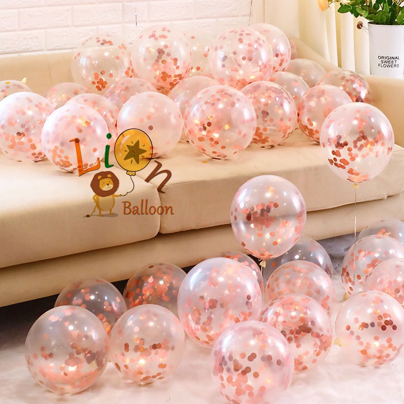 New! Rosegold Confetti Balloon Set 5pcs 12’inch Birthday Balloon ...