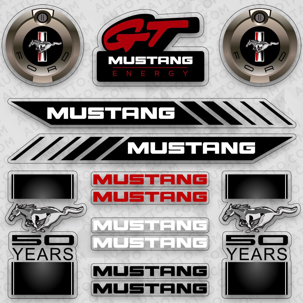 For Ford Mustang Sport Car Logo Sticker Vinyl Decal Stripes Logo Decor ...