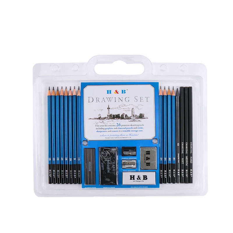 26 pieces of beginner sketching log pencil drawing tool set art drawing ...