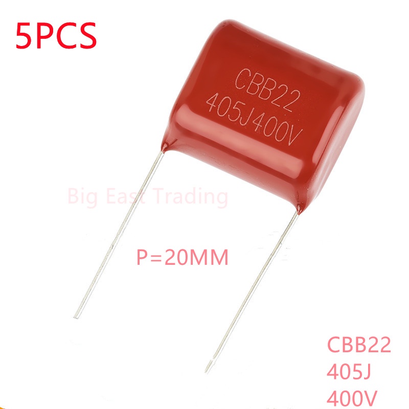 5PCS CBB22 polypropylene film capacitor 405J400V 4UF400V P=20MM ...