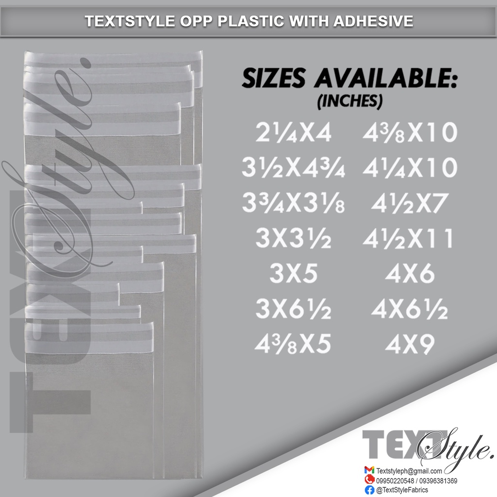 Textstyle OPP Self Adhesive Plastic for Packaging Extra Small Sizes 14 ...