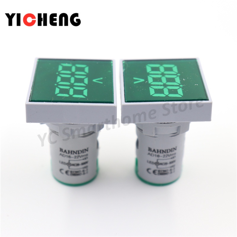 2Pcs Big screen Square indicator AC digital voltmeter indicator ...