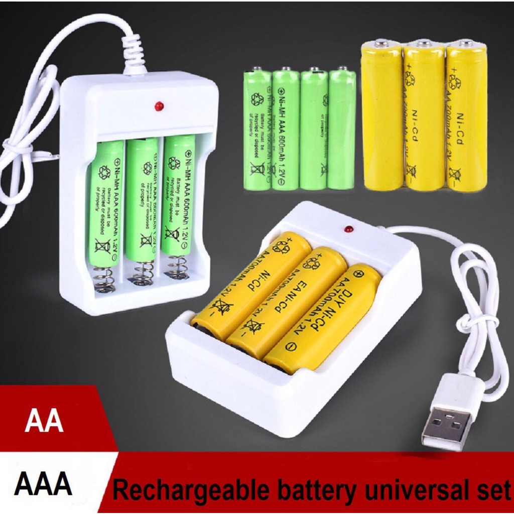 3pcs AA/AAA/18650 rechargeable battery Charger for led light toys ...
