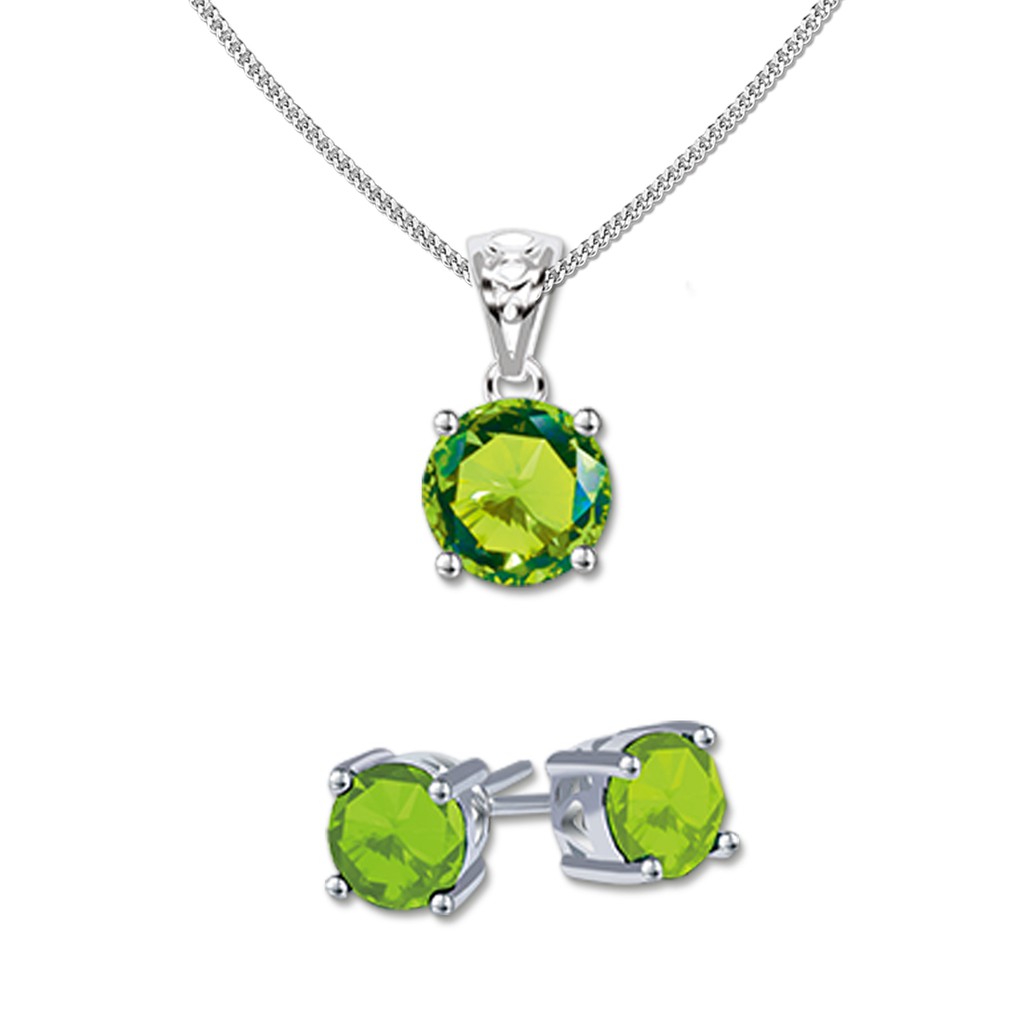 Tom Silver Necklace Barbada W/ BirthStone Earing & Pendant 92.5 ...