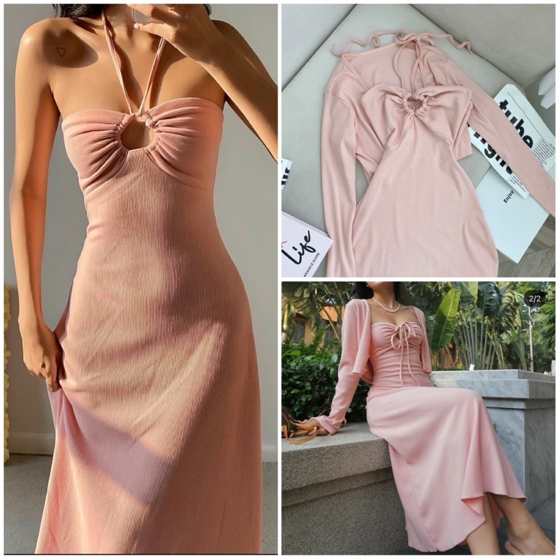 Body DRESS SET WITH WOOL COAT SET WITH KT BREASTS | Shopee Philippines