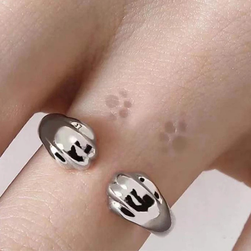 Cute Cat Paw Print Ring For Women Girls Cat Claw Embrace Tightly Design ...