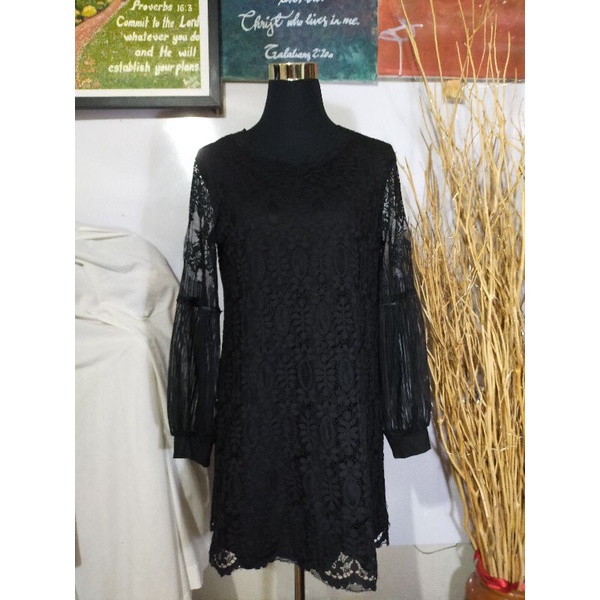 Pre-Loved Dress Long Sleeves Laced Black Dress Business Casual Dress ...