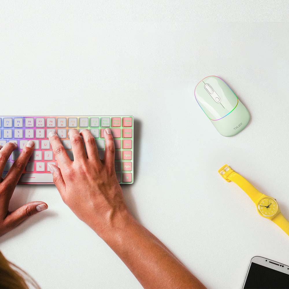 Tylex XZ68 Membrane RGB Backlit Wireless Rechargeable Gaming Keyboard ...