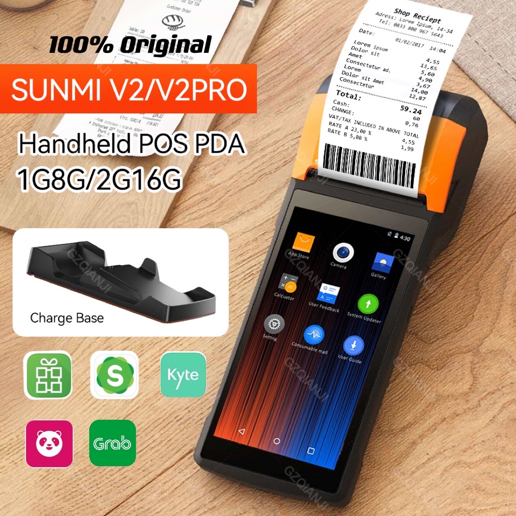 Sunmi V2 V2 PRO 4G Wifi Mobile Handheld POS System 58mm Thermal Bluetooth Barcode Scanner ...