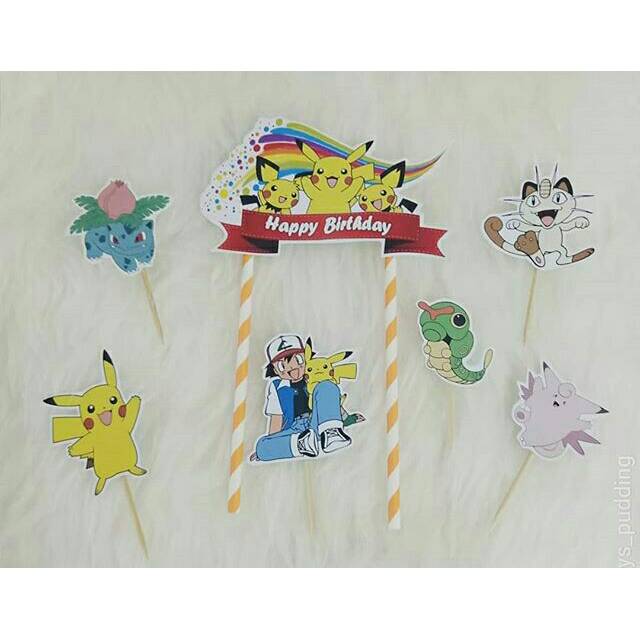 Pokemon topper happy birthday topper cake decoration pudding topper ...