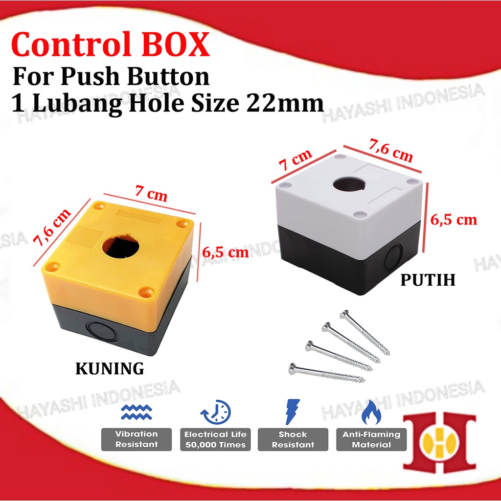 Control Box Push Button Switch Box 1 2 3 4 Holes 22mm White Yellow ...