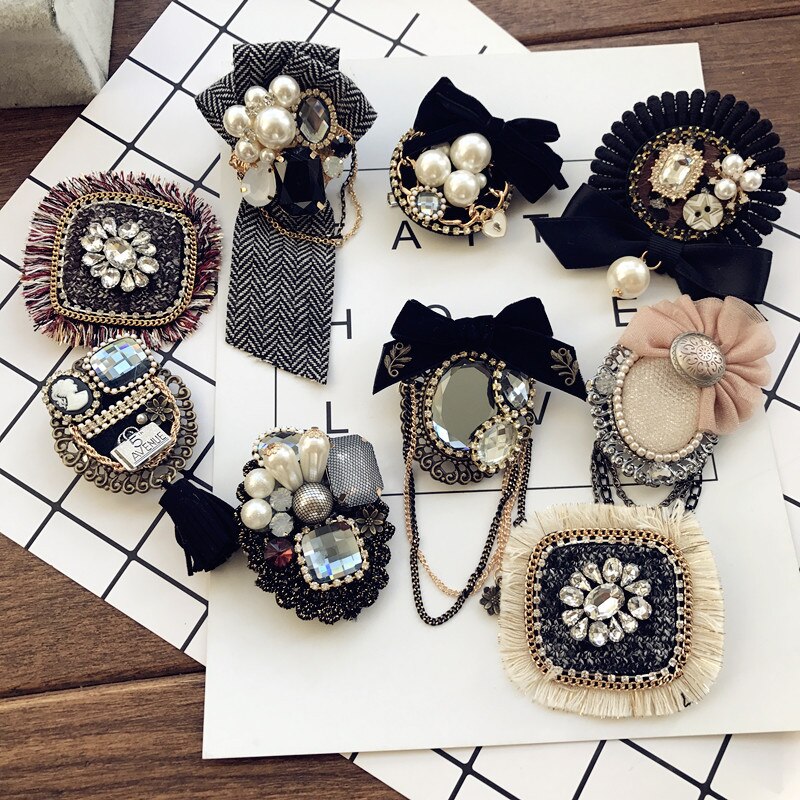 Classic Brand Design Pin Brooches Crystal Bow Flower Pearl Camellia ...