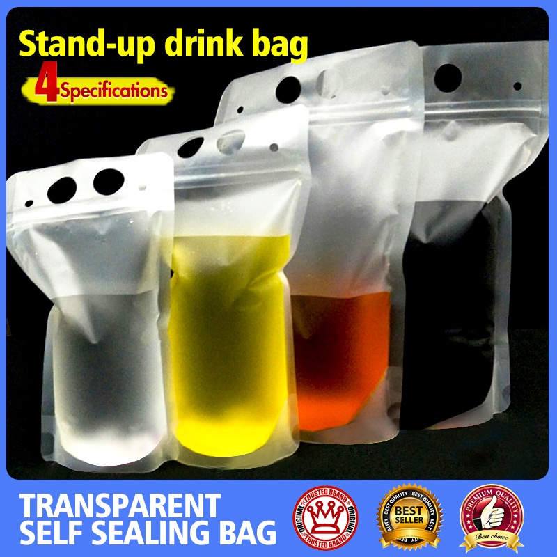 100pcs Full Clear Liquid Drink Juice Milk Coffee Stand Up Pouch Packaging Bag Resealable Pouch # ...