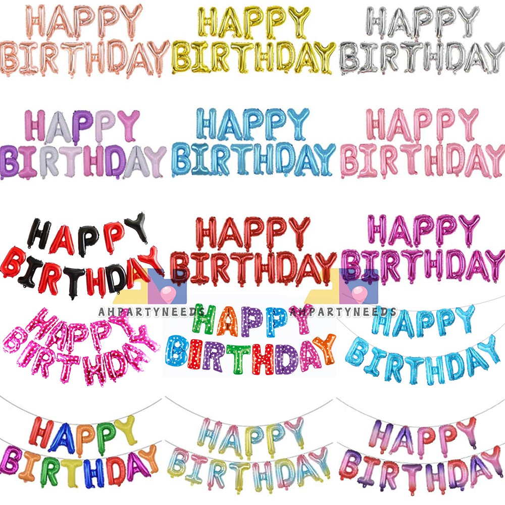 16Inch Happy Birthday Letter Set Foil Balloons Letter Banner Bithday ...