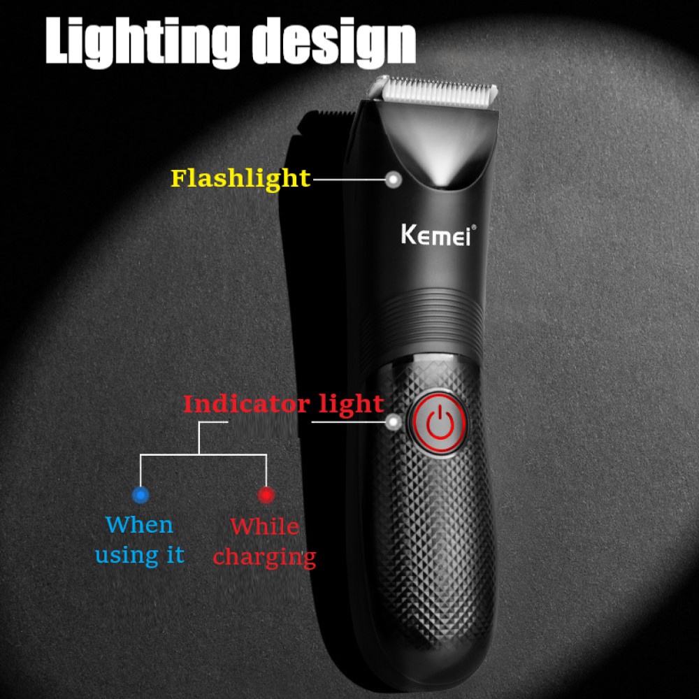 Kemei KM-1838 Groin Area Hair Trimmer Waterproof Wet Dry Clippers Pubic Armpit Body Hair Razor ...