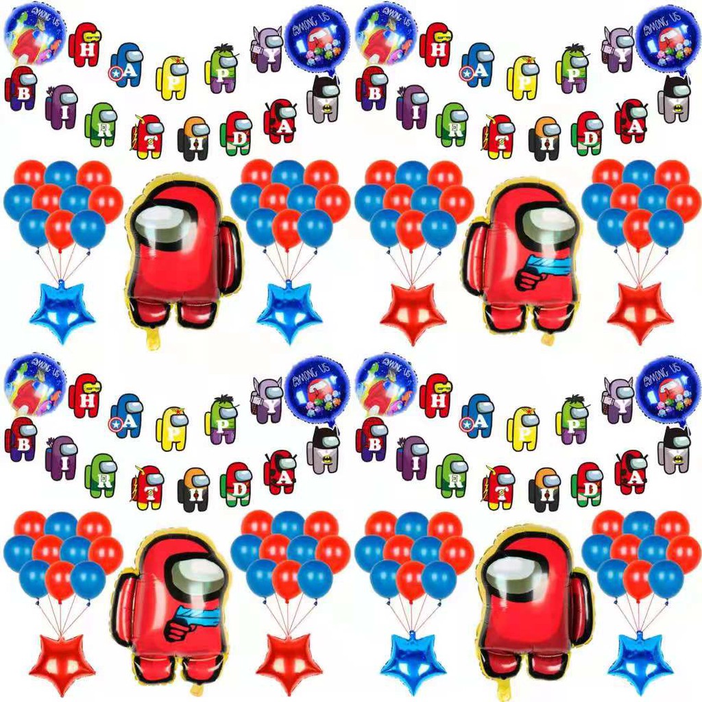 Printed Cartoon Among Us Children Birthday Party Decoration Set ...
