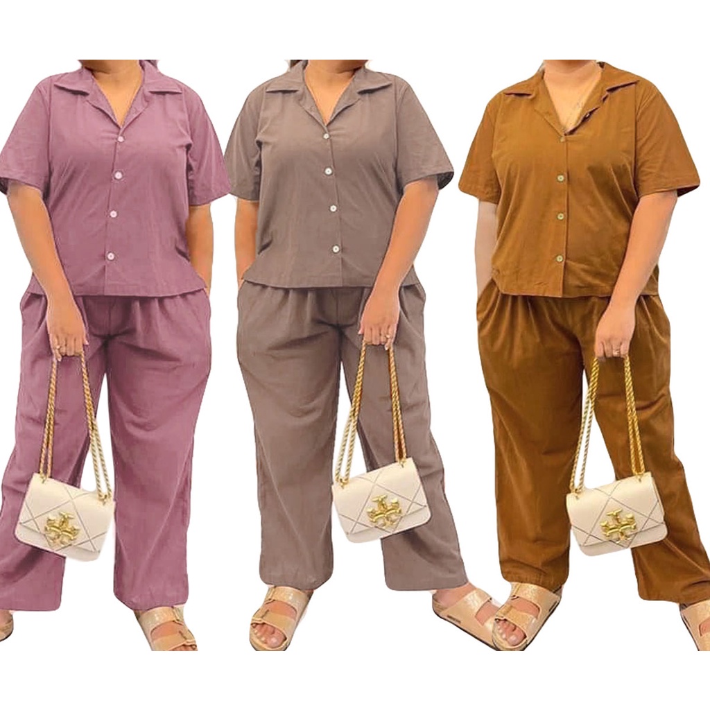 Ermalinda Plus Size Pants and Polo Coordinate | Shopee Philippines