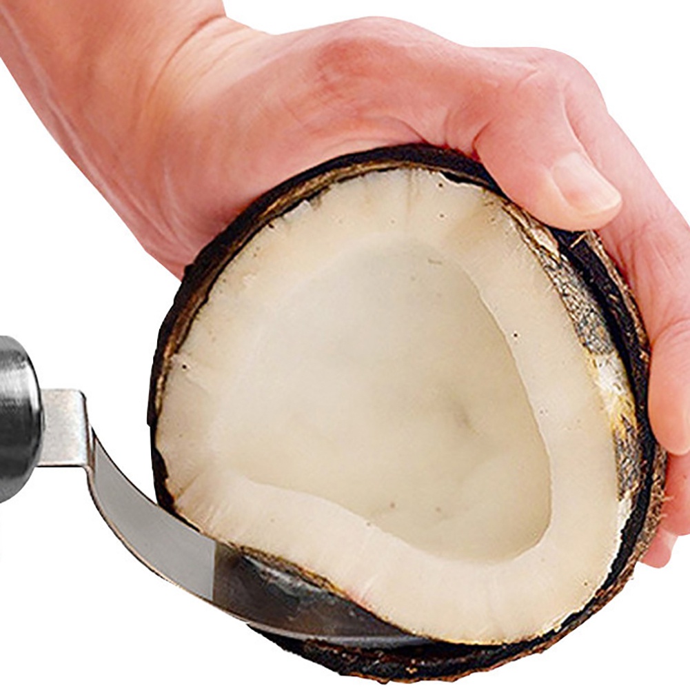 Coconut Tool Stainless Steel Coconut Meat Removal Durable Wooden Handle ...