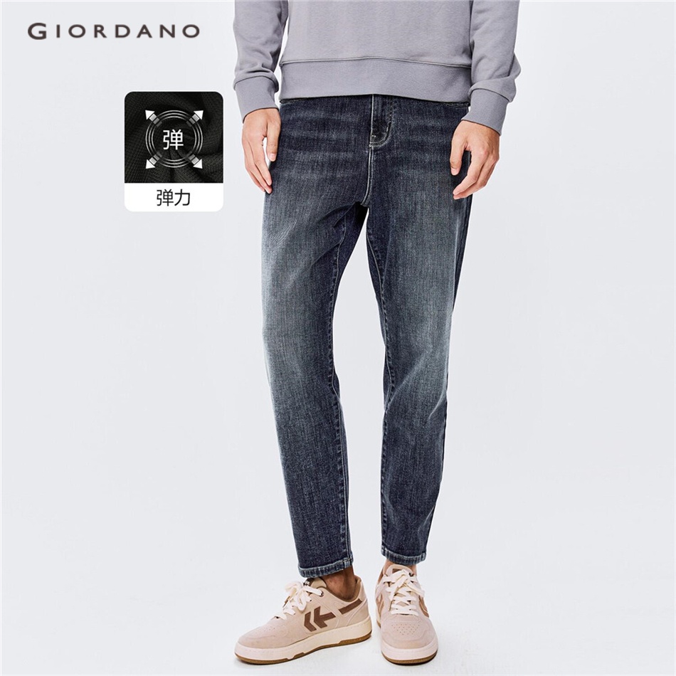 GIORDANO Men Moustache Effect Mid Rise Denim Jeans 18112070 | Shopee ...