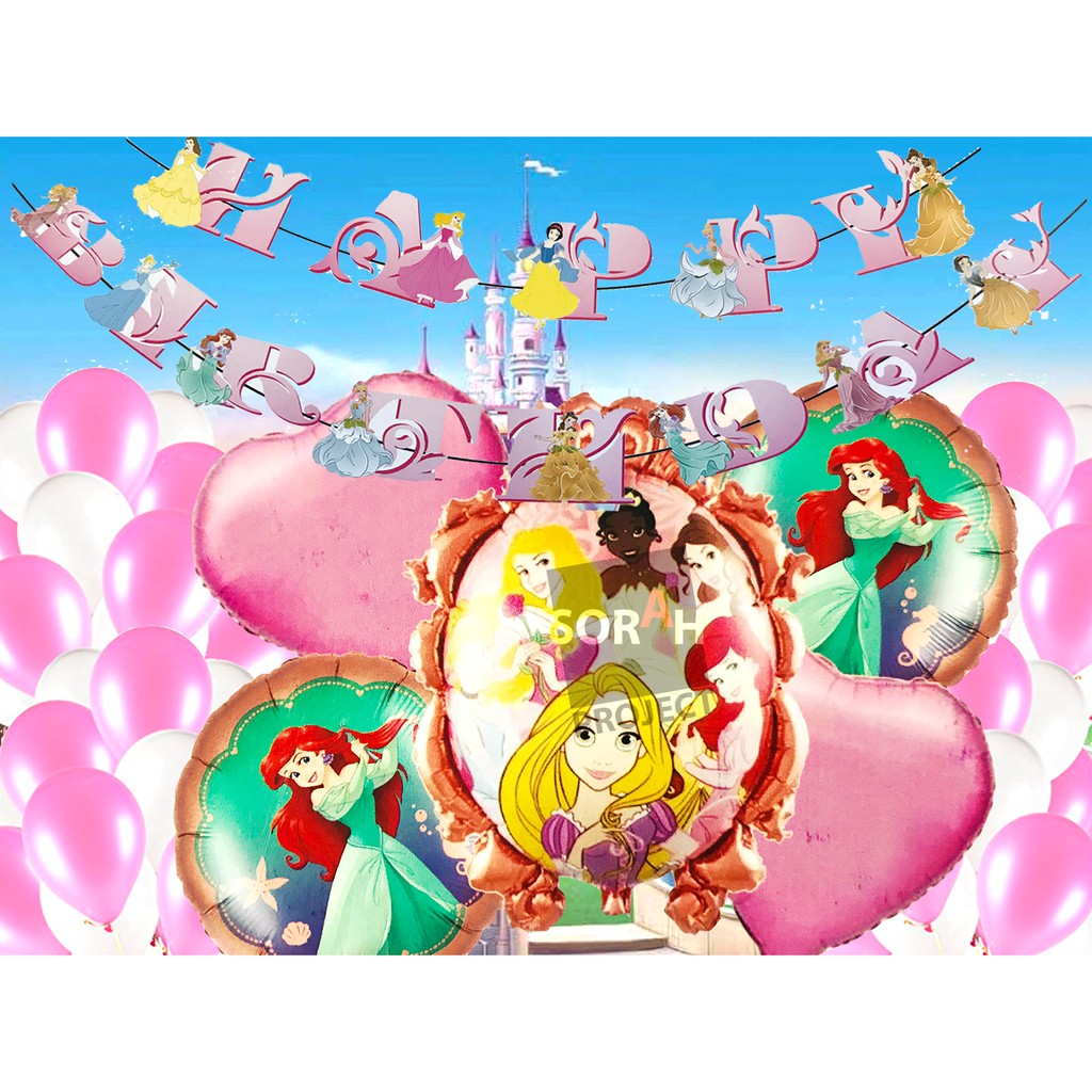 Disney Princess Balloon Theme Birthday Decoration Set Package | Shopee ...