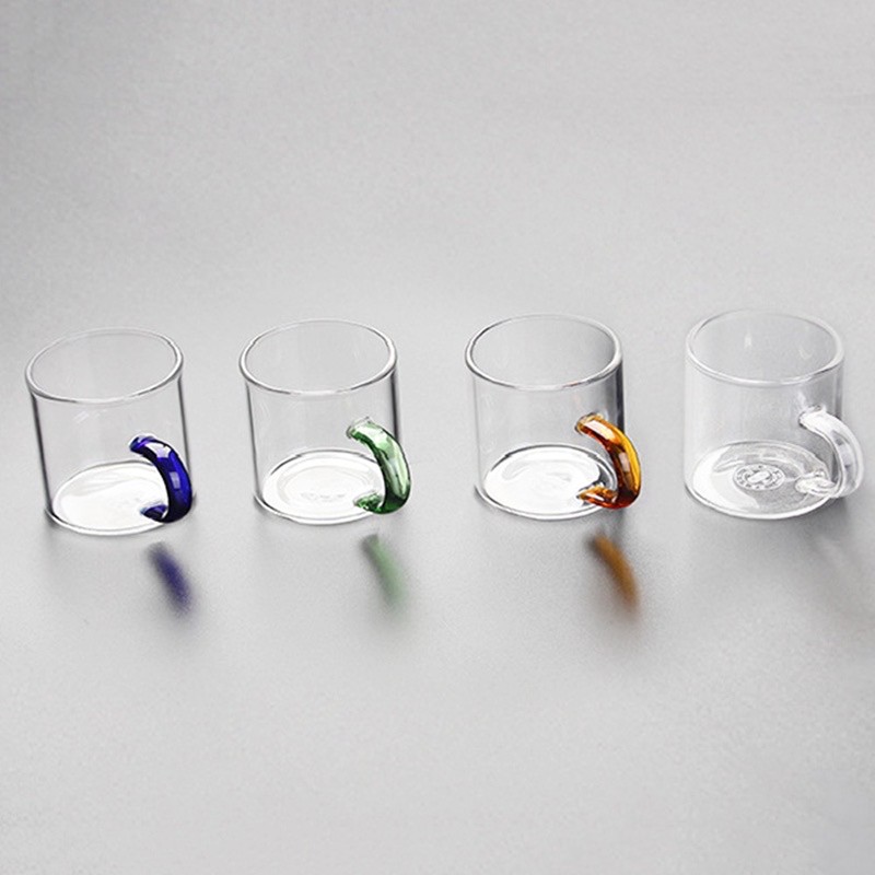 1pc Simple Minimalist Cute Small Glass Cup with Colorful Handle for ...