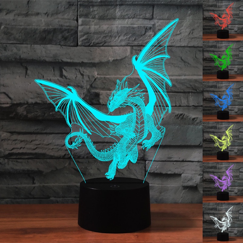 Big Wing Dragon Night Light 7 Colors Gradient Geek Gift USB LED Table ...