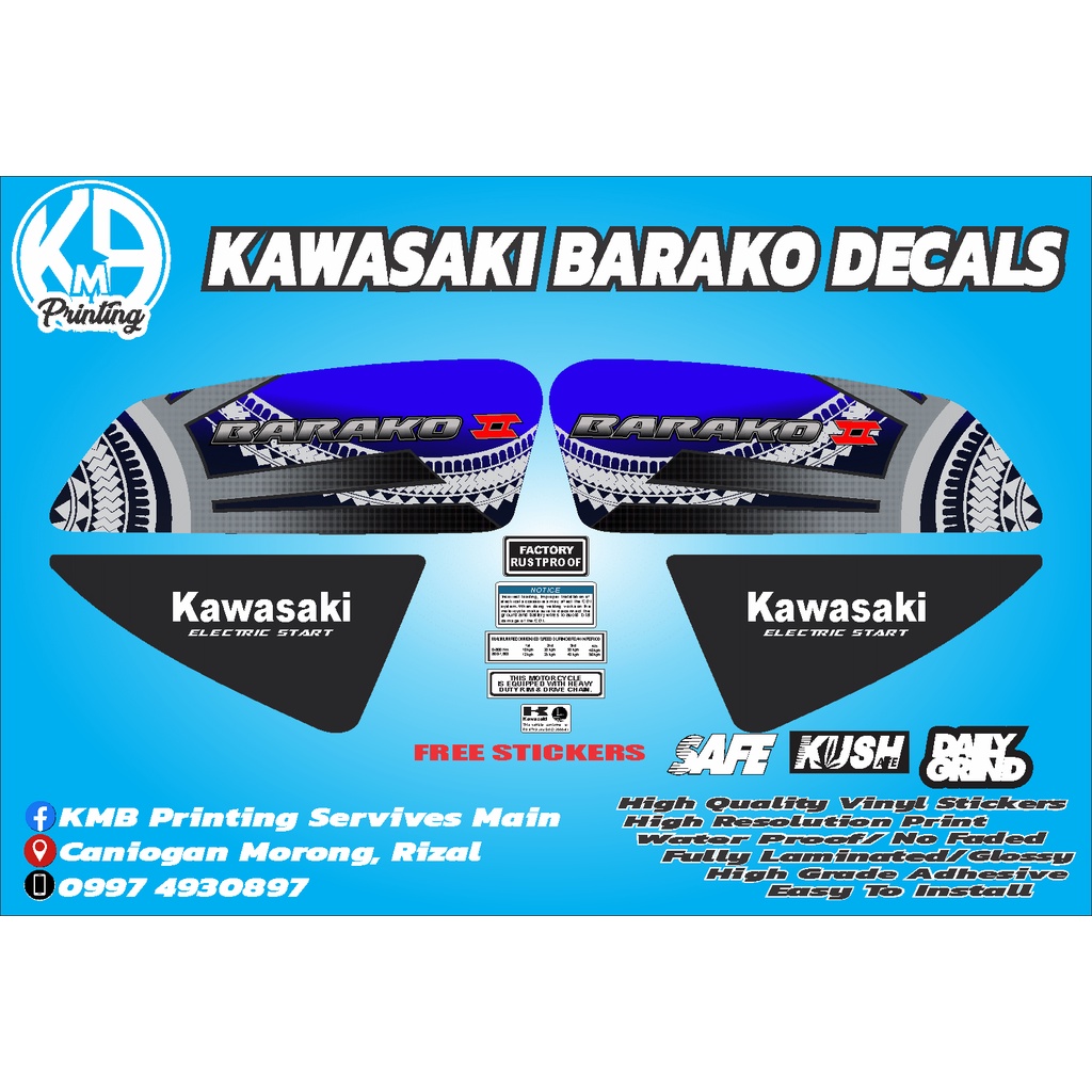 Kawasaki Barako 2 Blue Stock Decals | Shopee Philippines