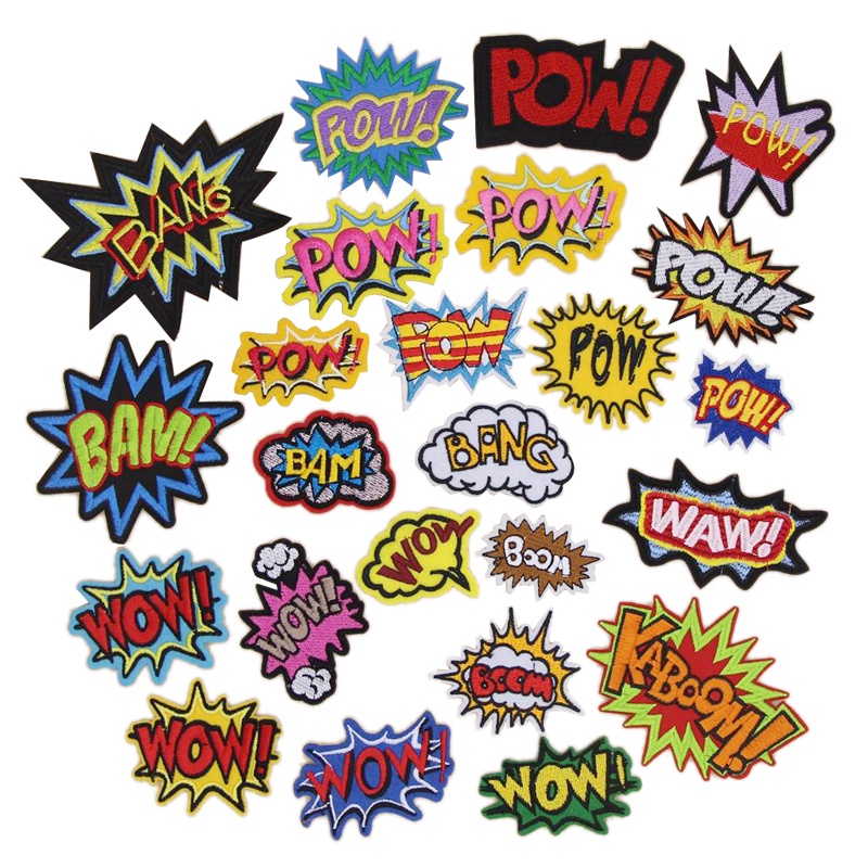 Pow WOW BANG BOOM BAM WAW Explosion Embroidery Cloth Patch Clothes ...